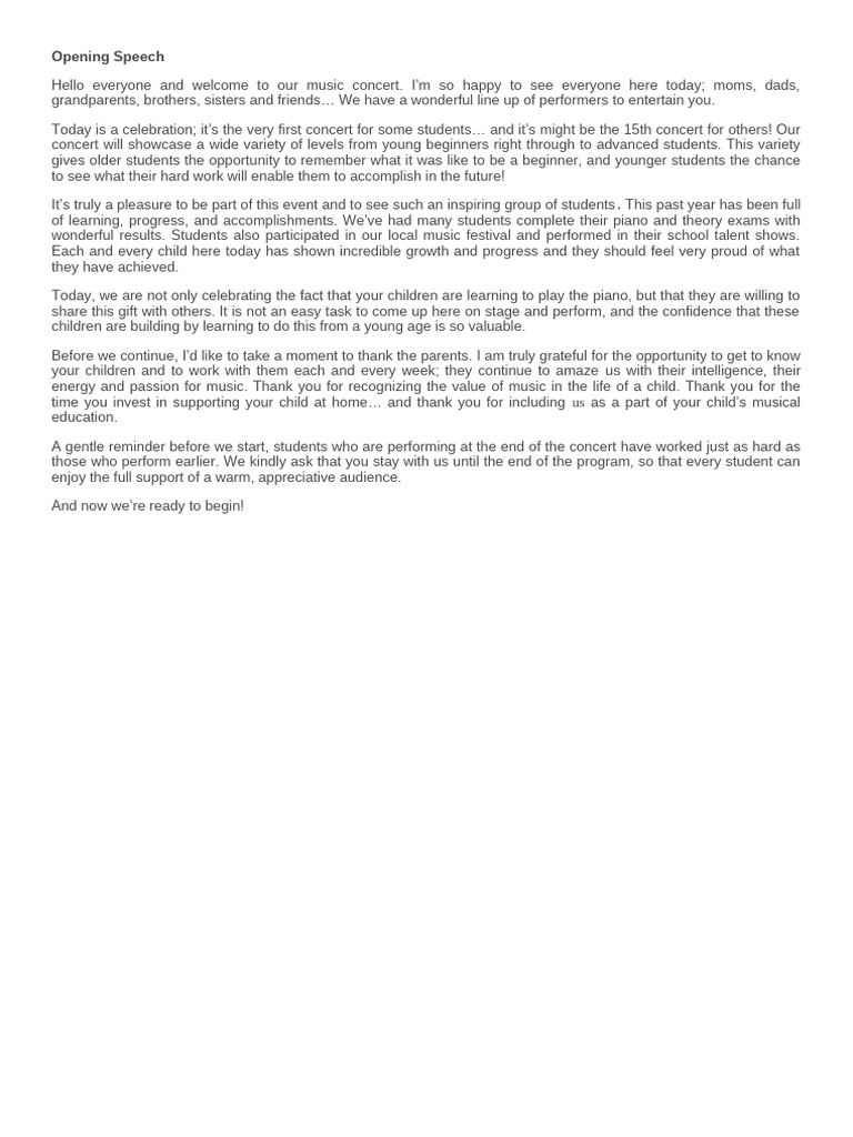 Opening Speech | PDF