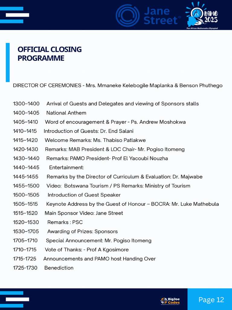 Closing Ceremony Programme | PDF