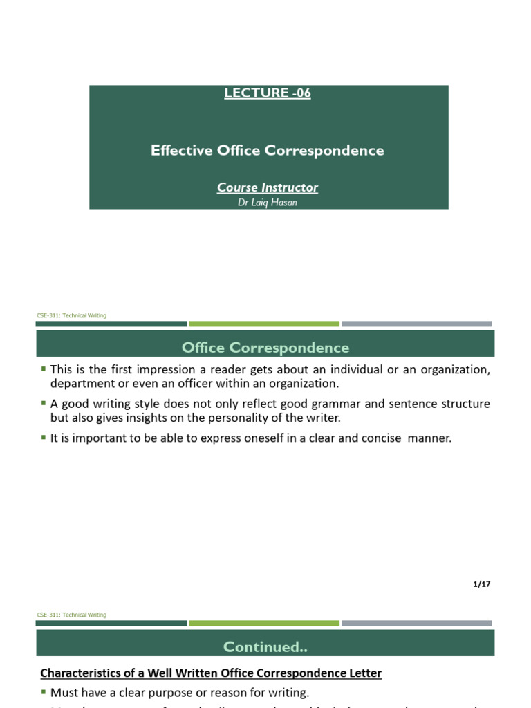 Effective Office Correspondence Guide | PDF | Writing | Communication