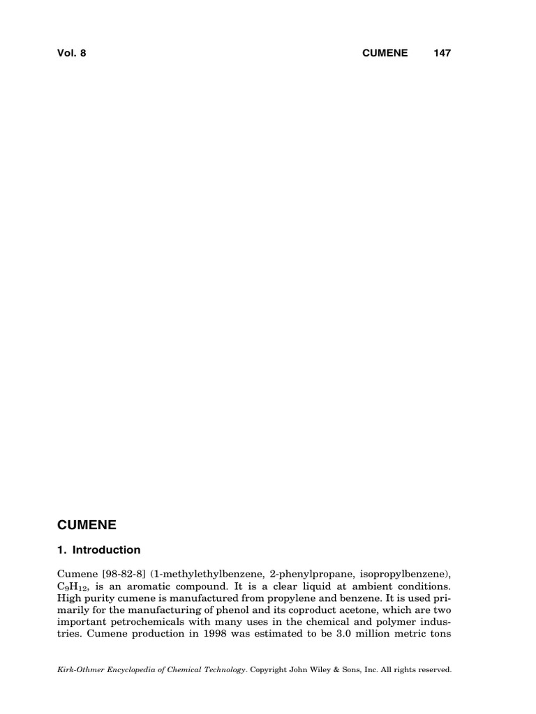 CUMENE | PDF | Benzene | Oil Refinery