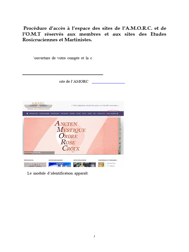 Accès à l'Espace Membre AMORC | PDF