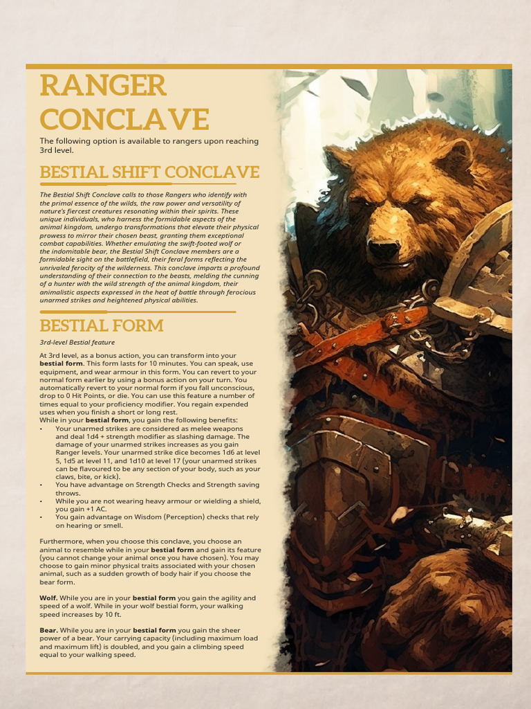 Bestial Shift Conclave - Ranger Ranger. | PDF
