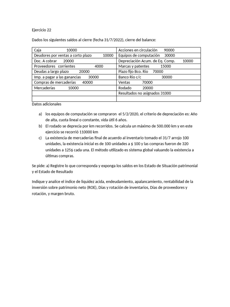 7 Ejercicio Integrador 22 | PDF