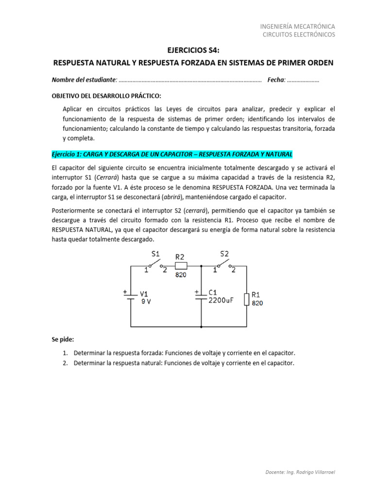 7vjxo-Cire-Ejercicios Respuesta Natural y Forzada Sistemas 1ero - Gi25 | PDF | Red eléctrica ...