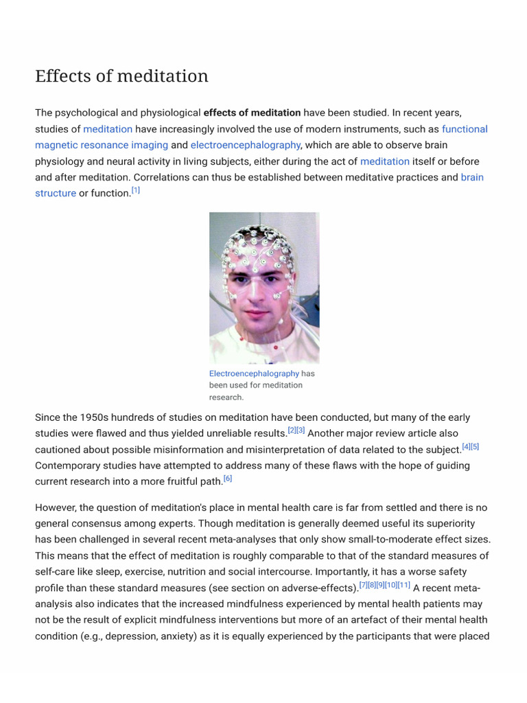 Effects of Meditation - Wikipedia | PDF