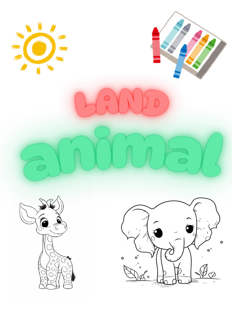 Land Animals Coloring Pages Activity Worksheet in Black and White ...