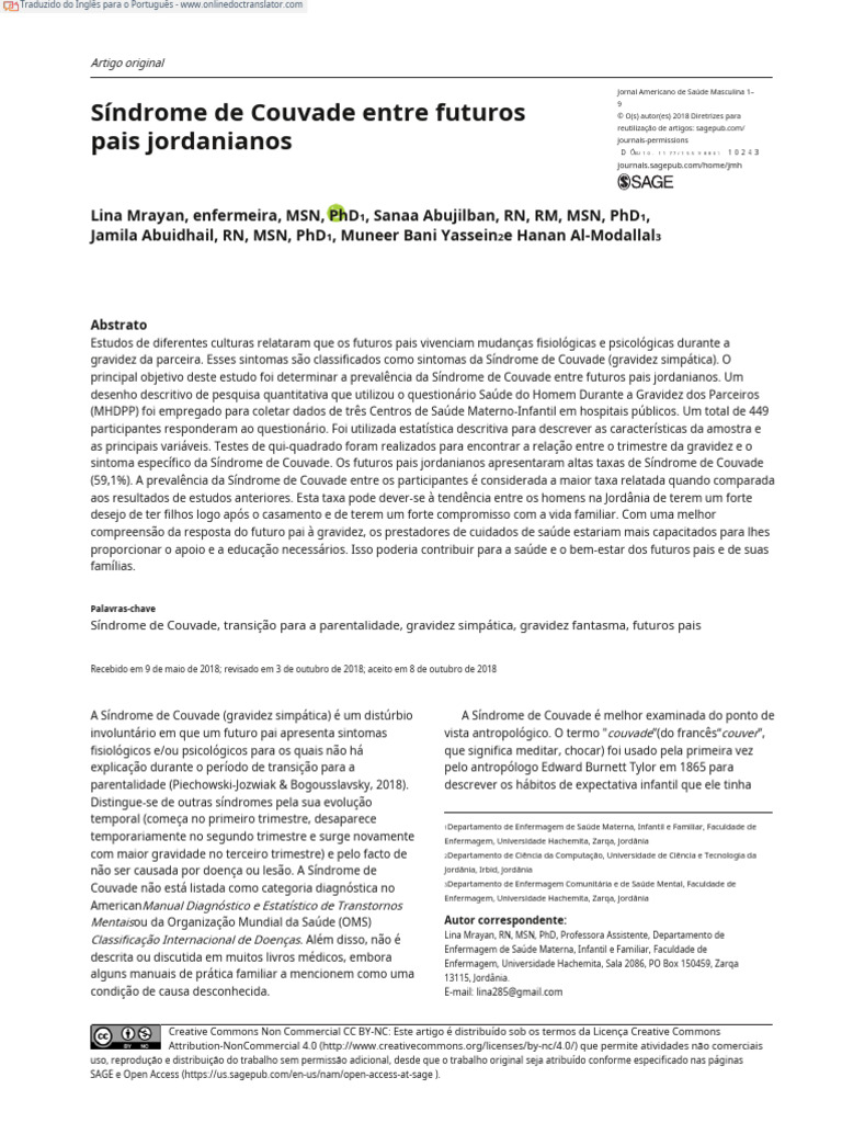 Prevalência da Síndrome de Couvade na Jordânia | PDF | Gravidez | Jordânia
