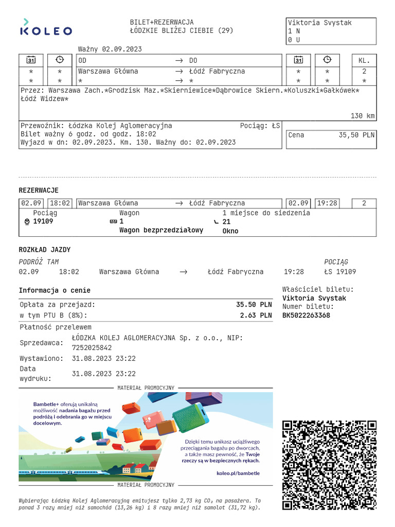 Rezerwacje: Podró TAM Poci G | PDF