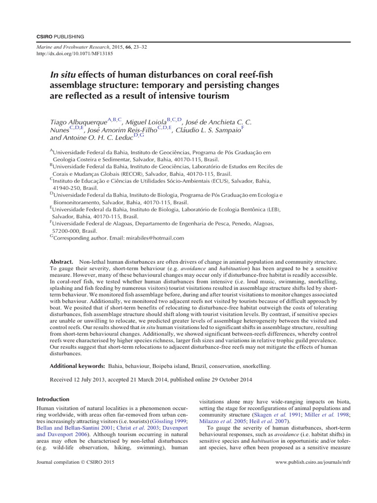 Albuquerque Et Al 2015 | PDF | Coral Reef | Coral