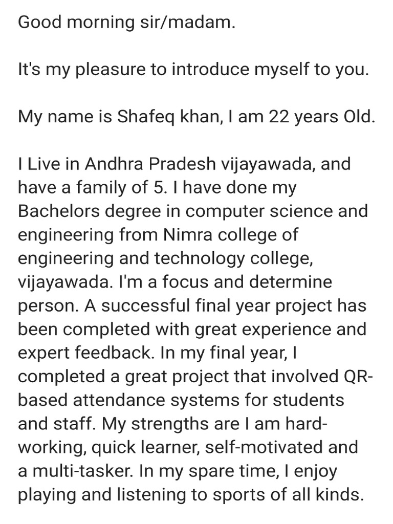 Self Introduction | PDF