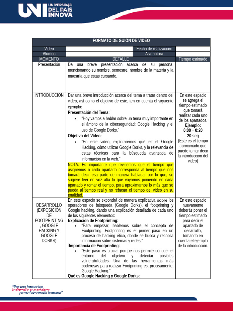Formato de Guion de Video | PDF | Información