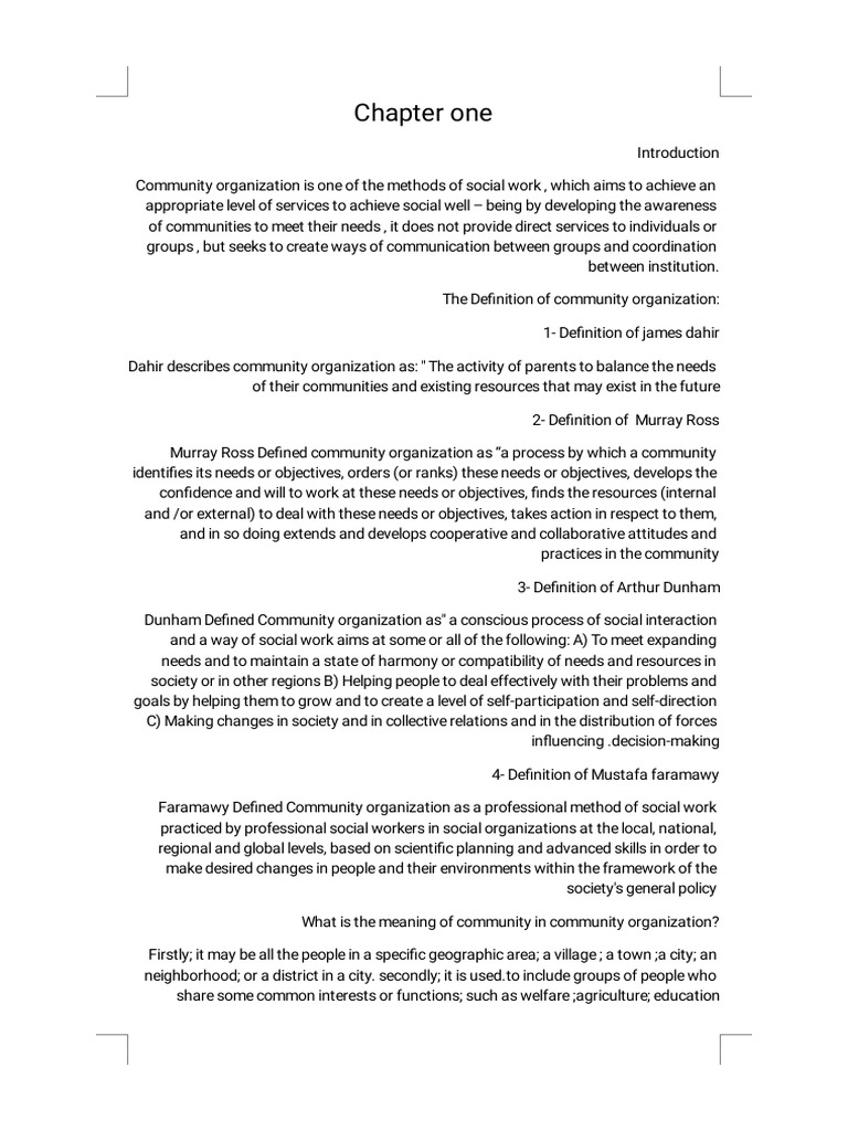 Community Organization Principles | PDF | Community | Goal