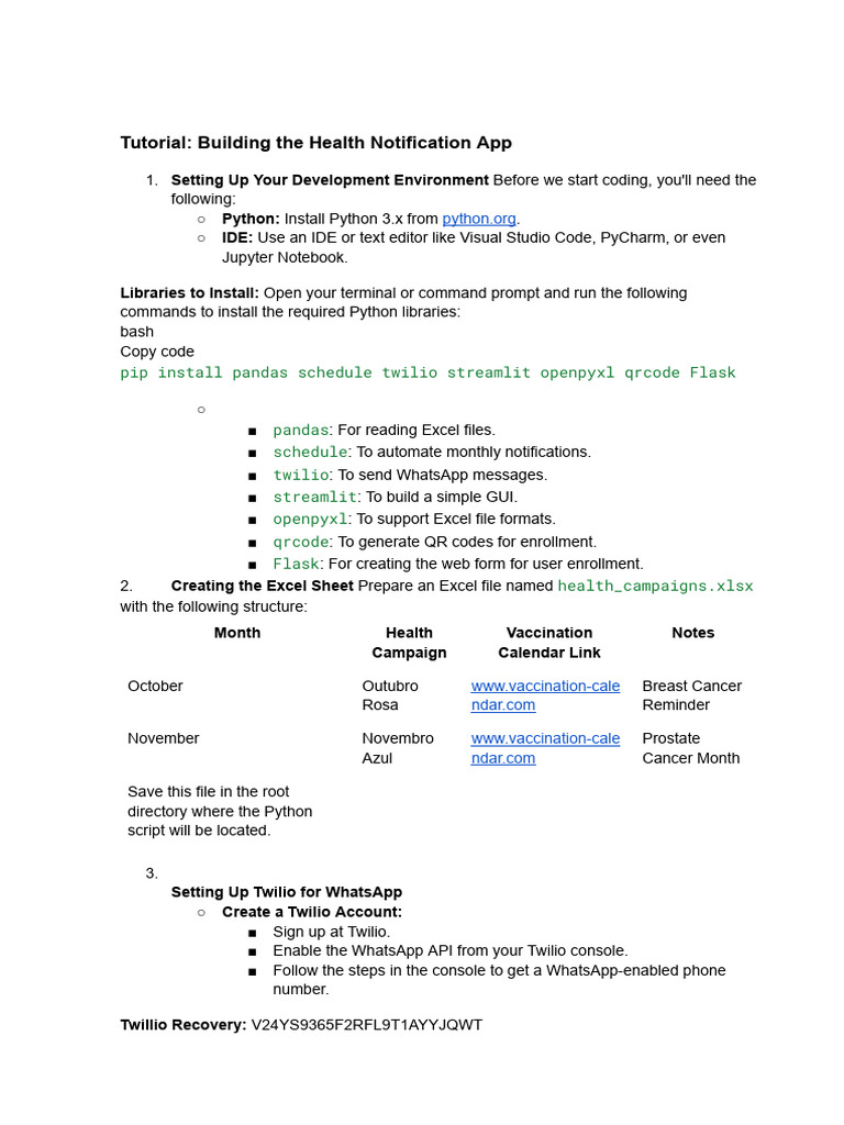 Tutorial - Building The Health Notification App | PDF | Microsoft Excel | Command Line Interface