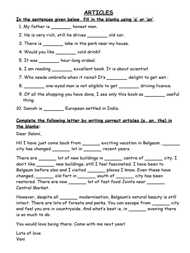 STD 6 - Garodia - Articles - Prepositions - Conjunctions | PDF