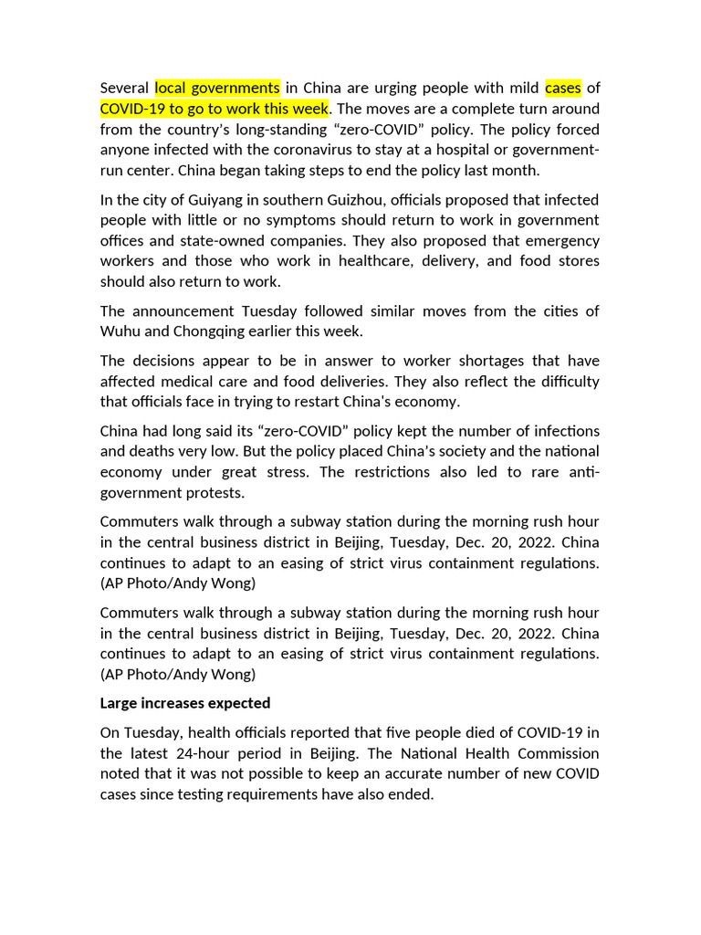 Several Local Governments in China Are Urging People With Mild Cases of ...