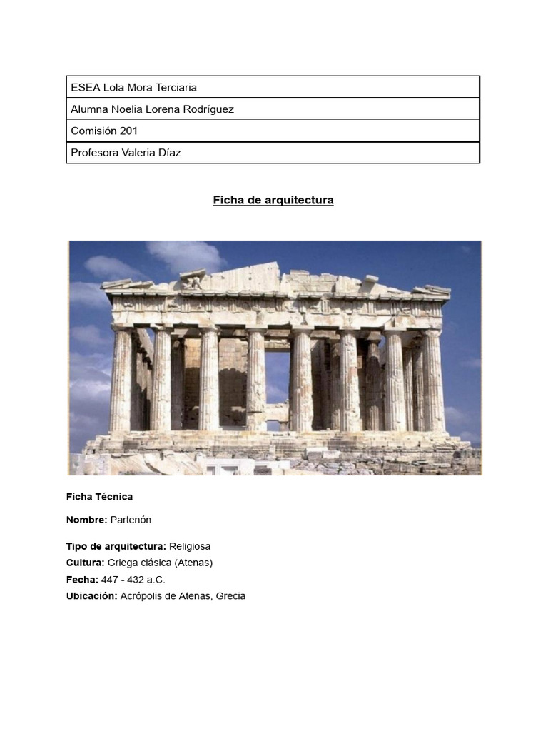 Análisis del Partenón: Arquitectura Griega | PDF | Columna