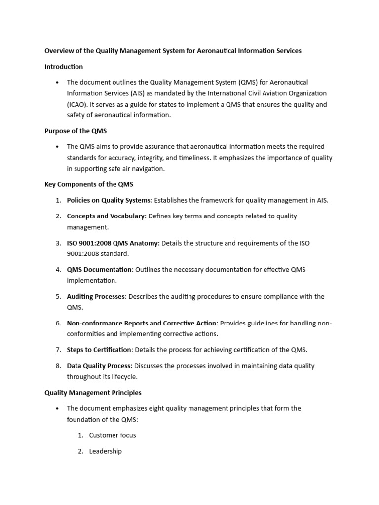 Quality Management System for AIS | PDF | Quality Management System | Audit