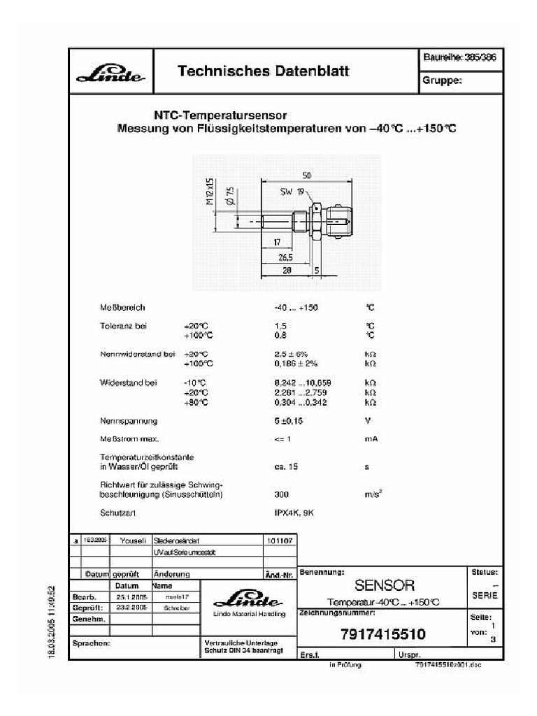 Datasheet Sensor Temperatura | PDF