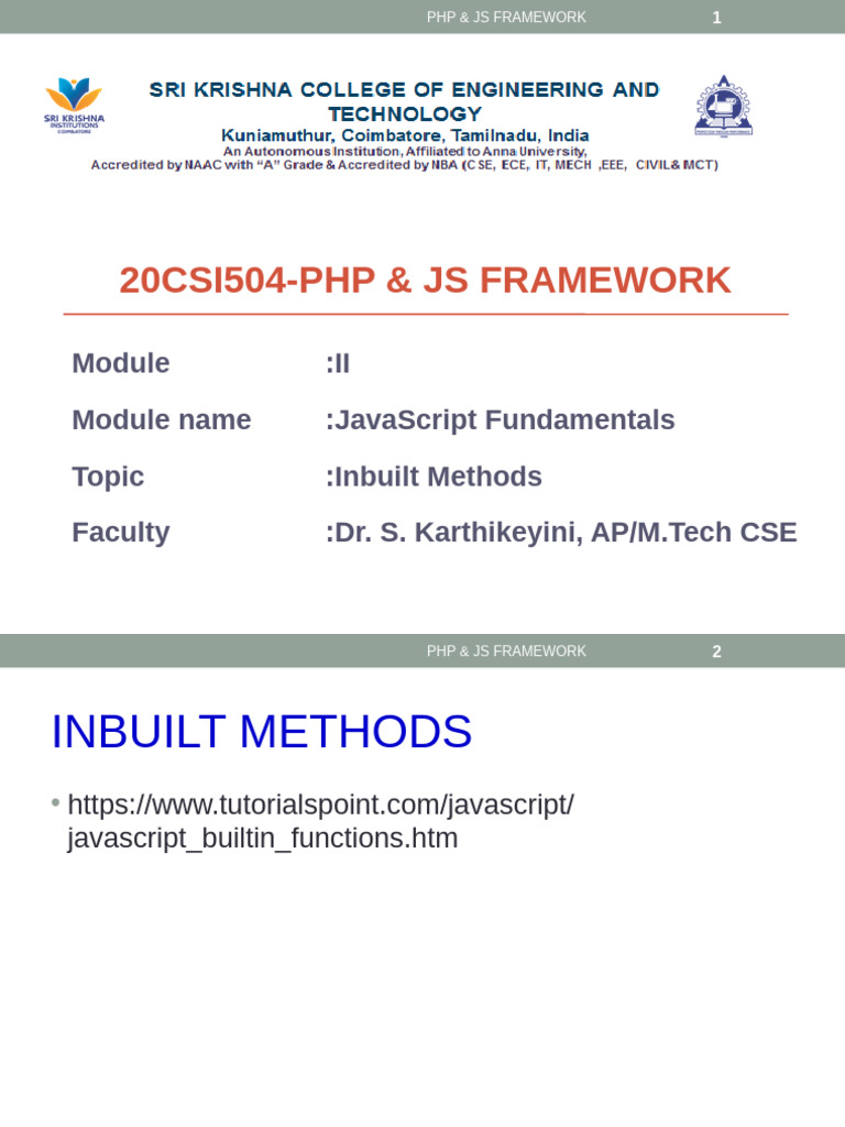 2.6 Inbuilt Methods | PDF