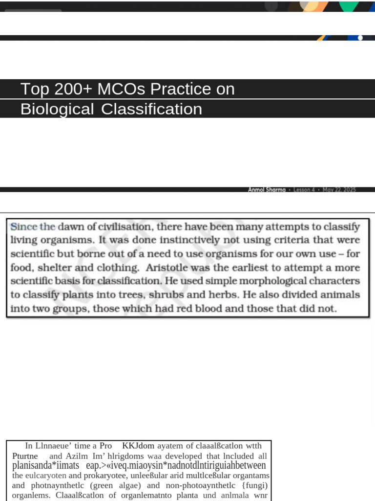 Top 200 MCQs Practice On Biological Classification No Anno | PDF ...