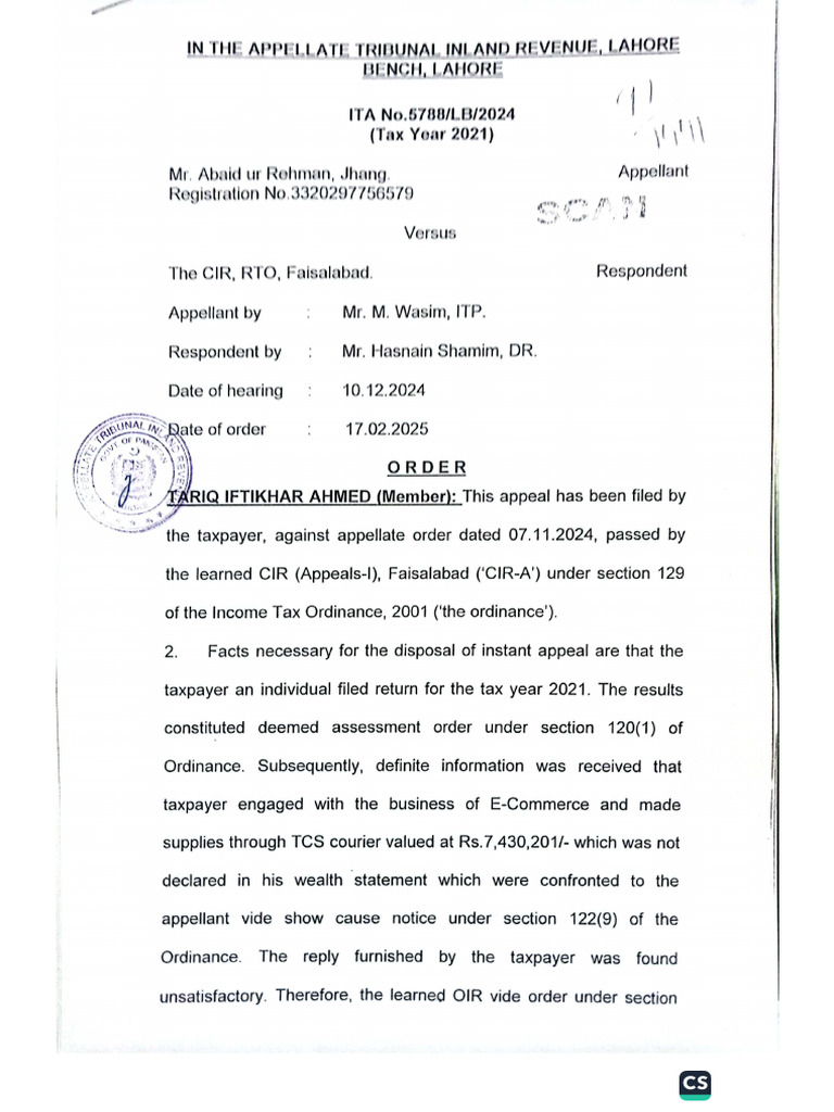 FBR Clearance Certificate Abaid | PDF