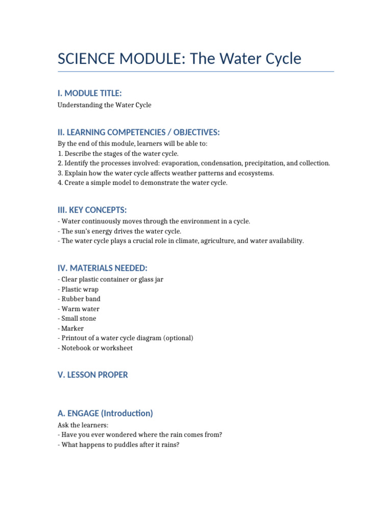 Science Module Water Cycle | PDF | Water Cycle | Water