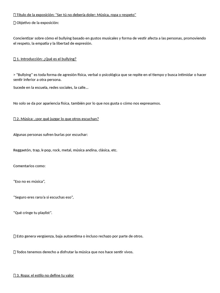 Ser Tú No Debería Doler - Música, Ropa y Respeto | PDF