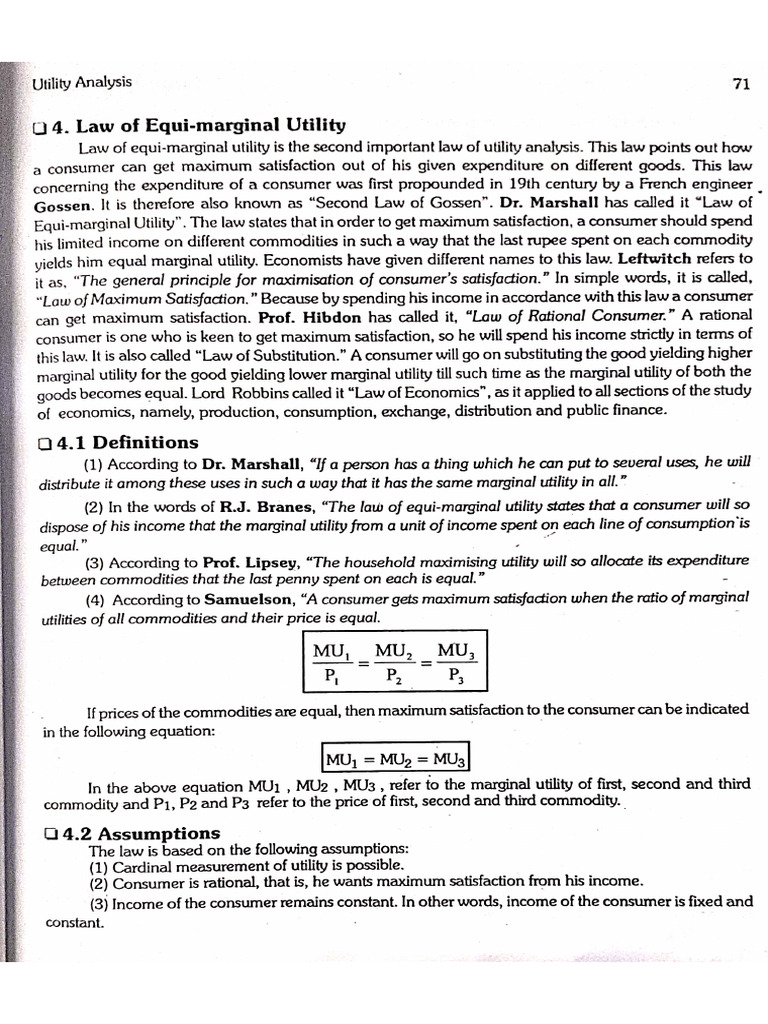 Law of Equi-Marginal Utility | PDF