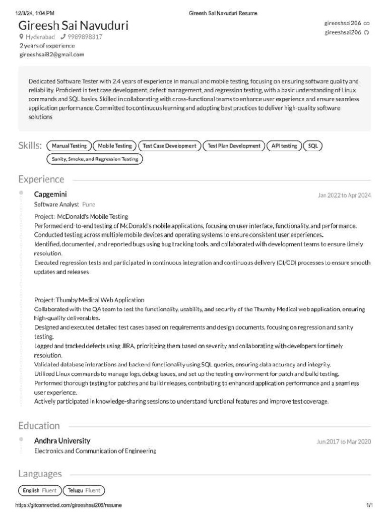 GireeshSaiResume 11zon | PDF