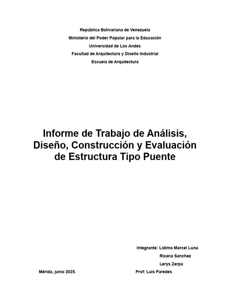 Informe. Estructura Tipo Puente | PDF | Fractura | Falla (geología)