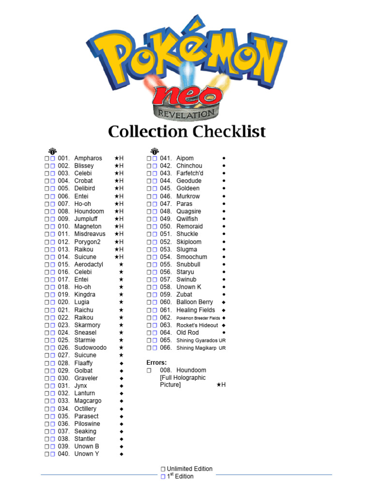 14 Neo Revelation Checklist | PDF