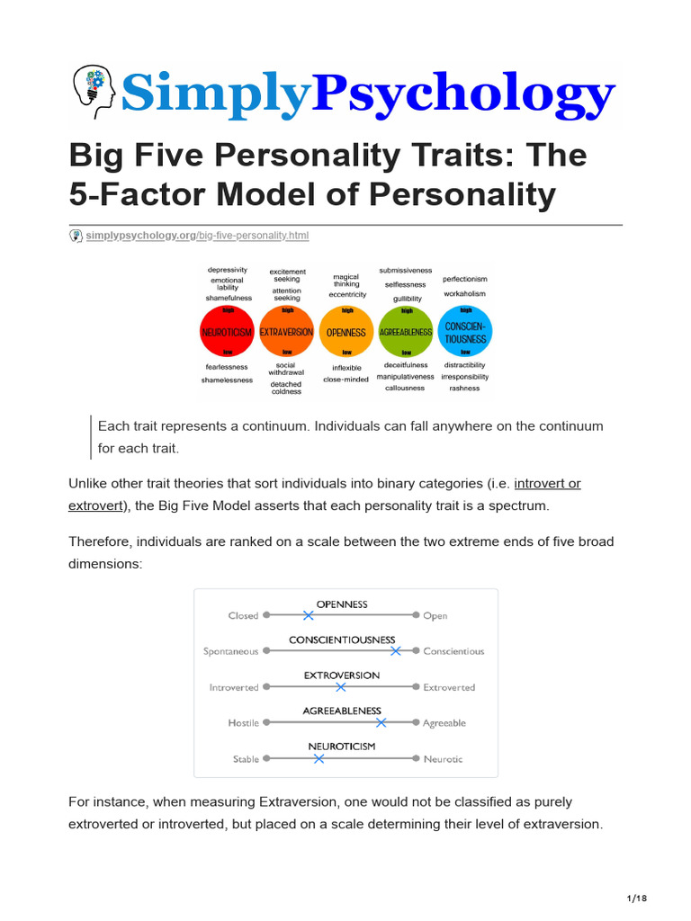 simplypsychology.org-Big Five Personality Traits The 5-Factor Model of Personality | PDF ...