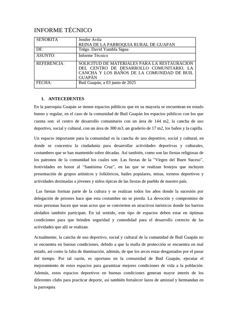 Restauración de Espacios en Buil Guapán | PDF | Tubería (transporte de ...