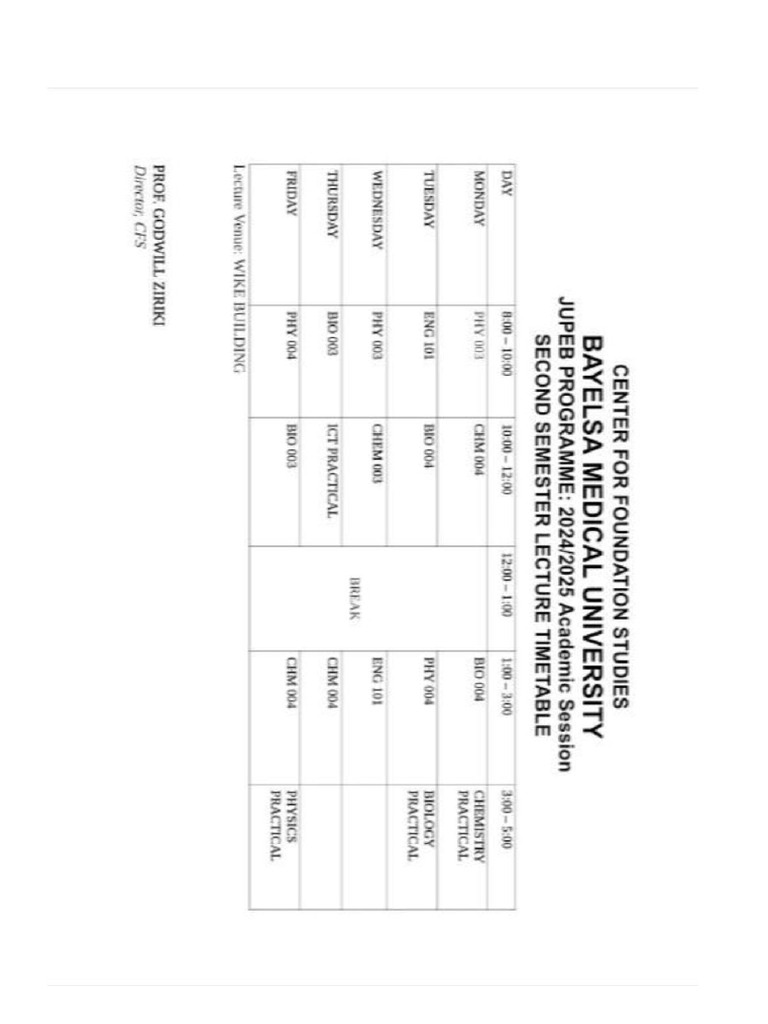 Jupeb Time Table | PDF