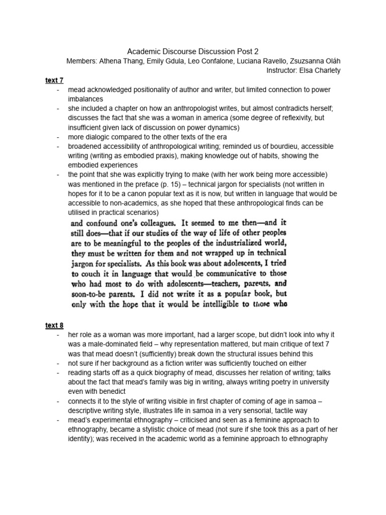 Academic Discourse (Exercise 2) | PDF | Ethnography | Anthropology