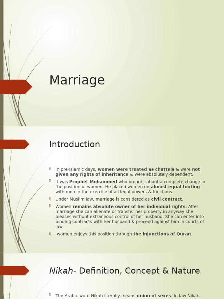 Marriage Under Muslim Law | PDF | Marriage | Husband