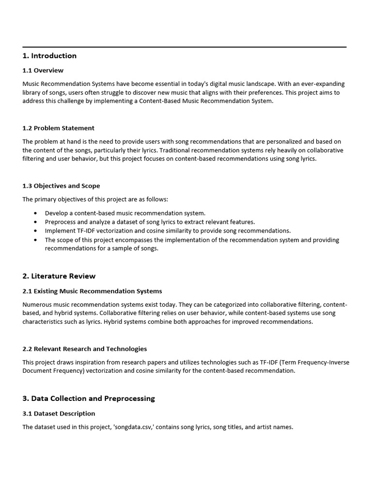 Project Report Music Recommendation System | PDF | Python (Programming ...