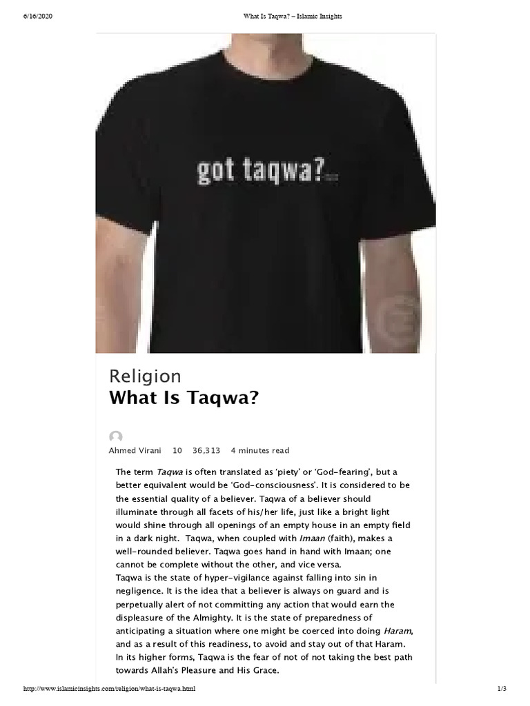Understanding Taqwa in Islam | PDF | God In Islam | Religious Belief ...