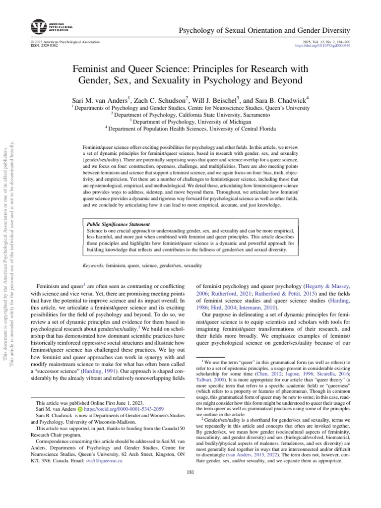 Psychology of Sexual Orientation and Gender Diversity | PDF | Gender | Gender Studies