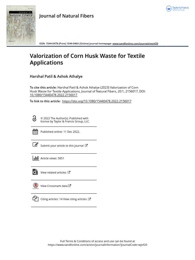 Valorization of Corn Husk Waste For Textile Applications | PDF | Dyeing ...