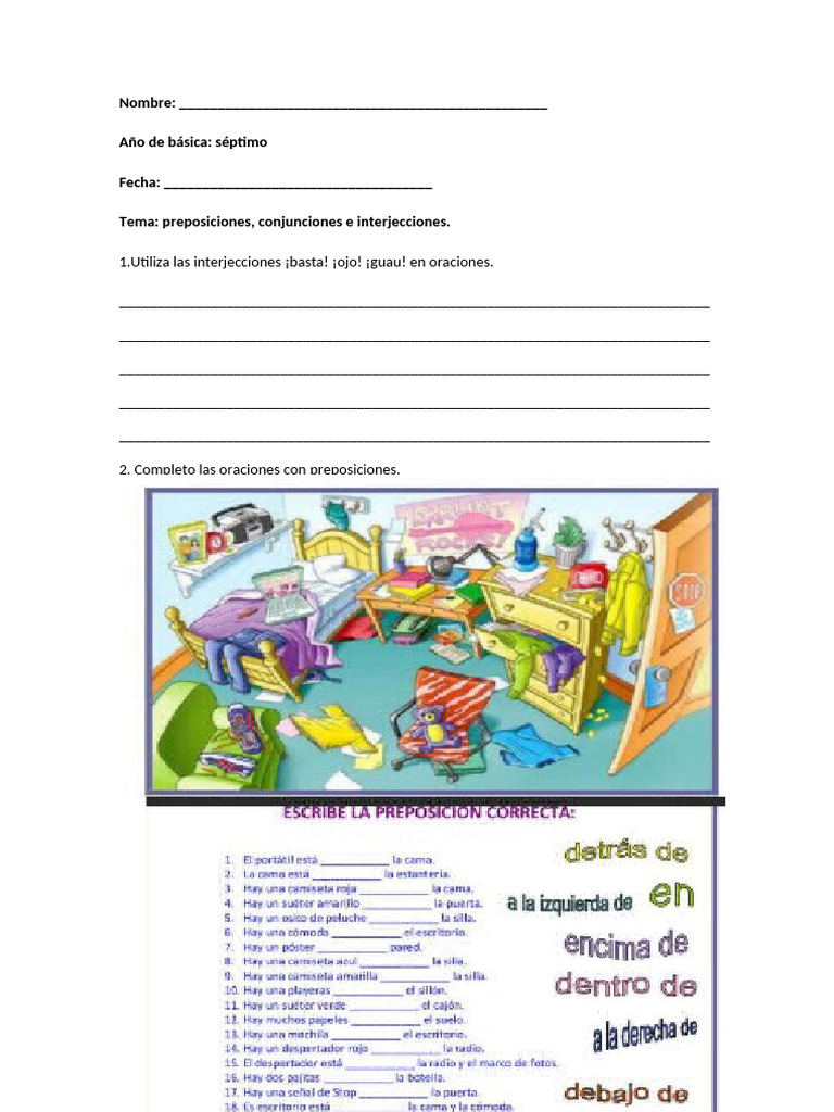 Preposiciones, Conjunciones e Interjecciones | PDF