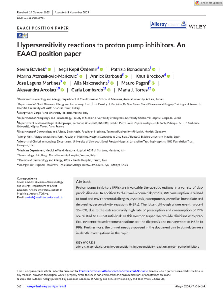 Hypersensitivity to Proton Pump Inhibitors | PDF | Allergy | Drugs