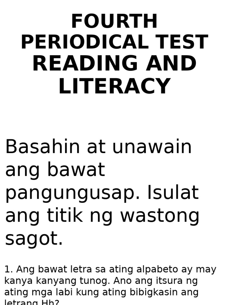 Q4 - Periodical Test - Reading and Literacy 1 | PDF