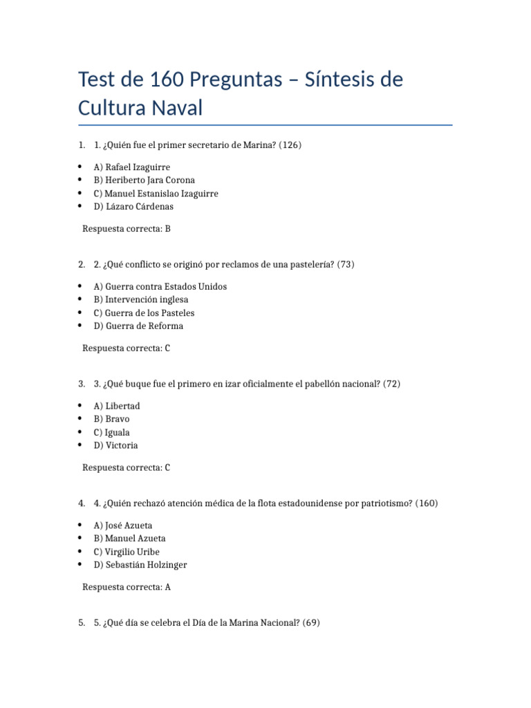 Test de Cultura Naval 2025 | PDF | Militares de francia | Militares de ...