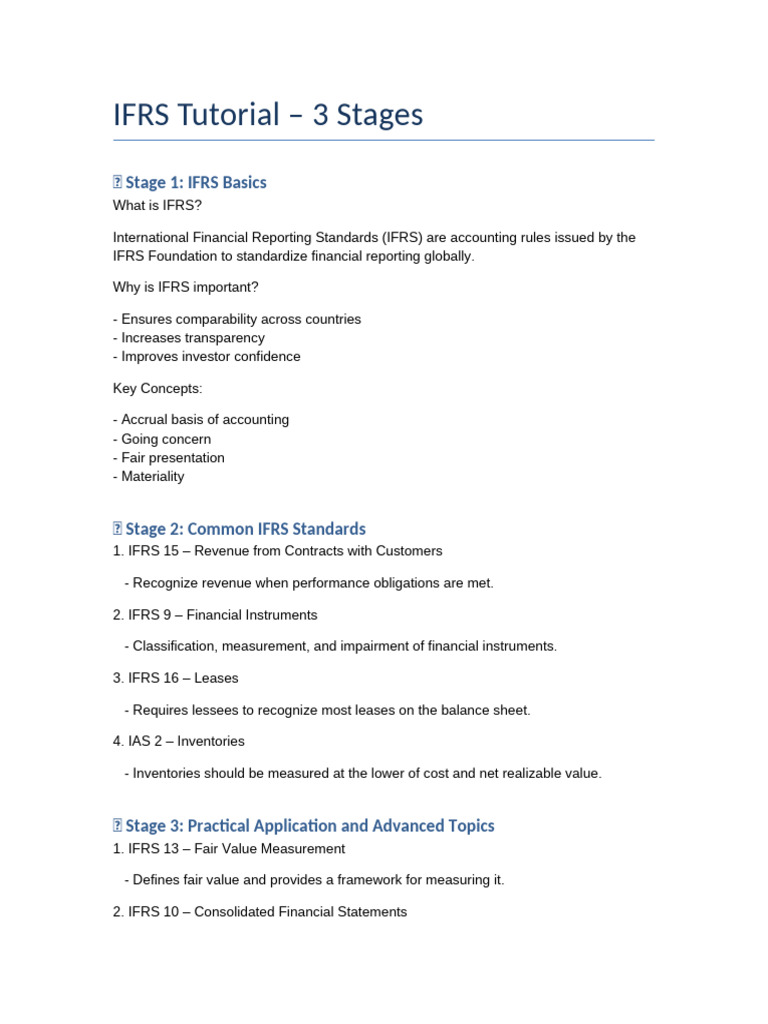 IFRS Tutorial 3 Stages | PDF