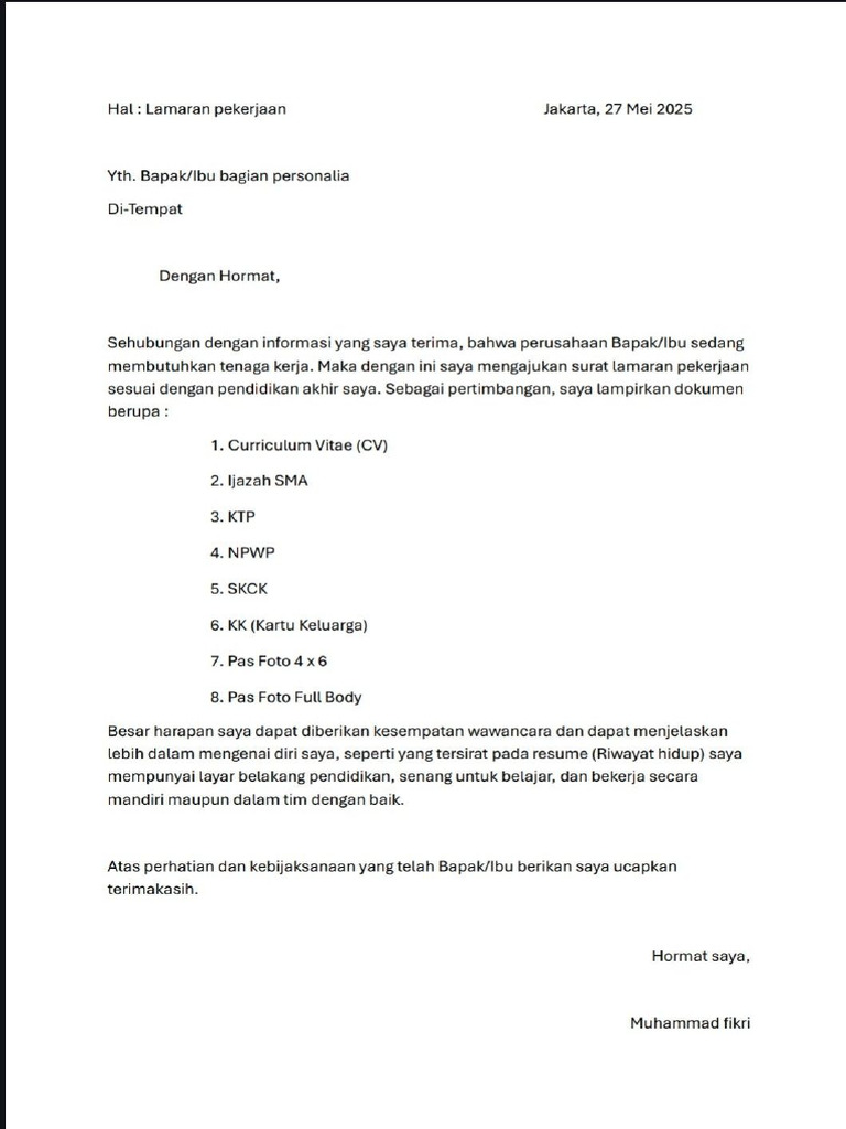 PDFCV Muhammad Fikri | PDF