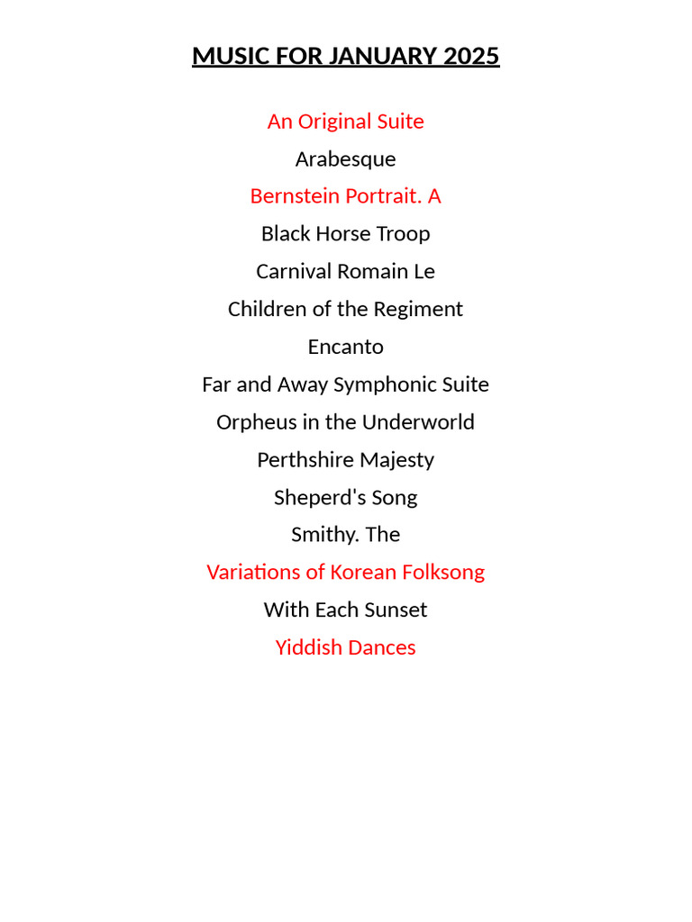 Music For The New Year 2025 | PDF