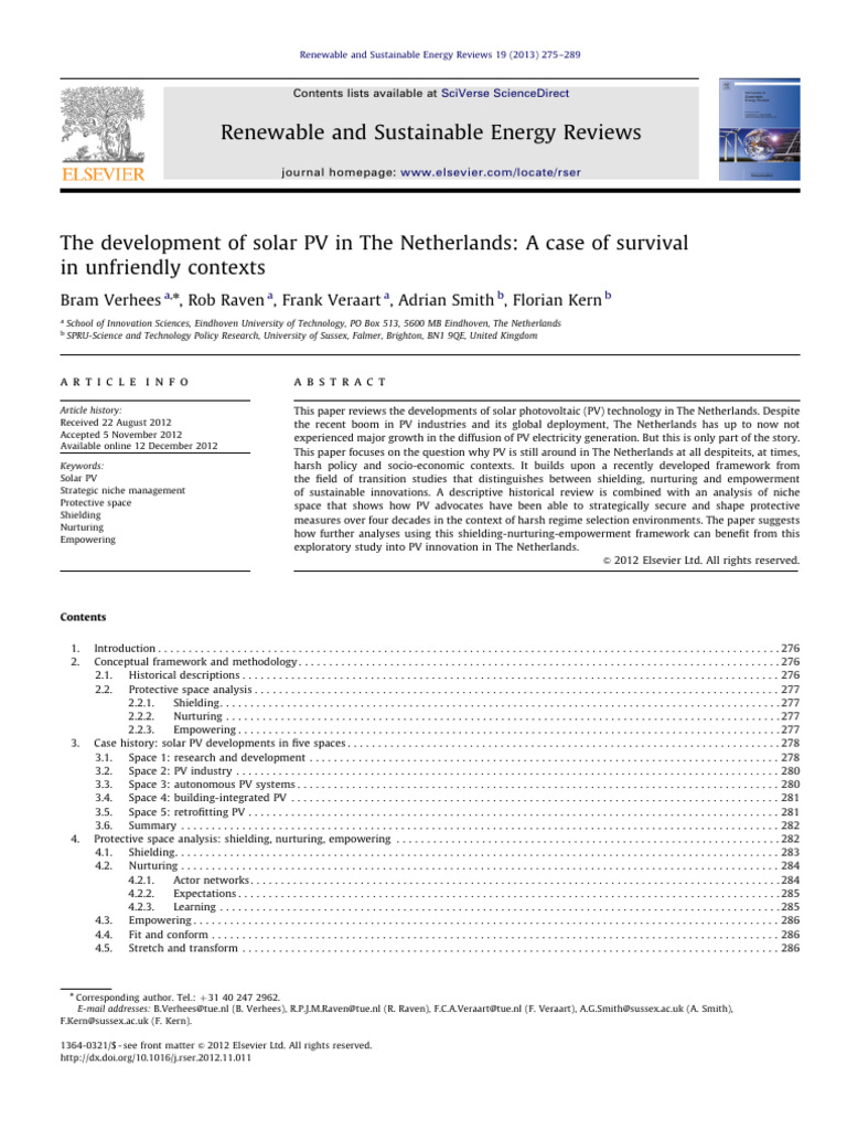 Week 2 - The Development of Solar PV in The Netherlands A Case of Survival | PDF | Photovoltaics ...