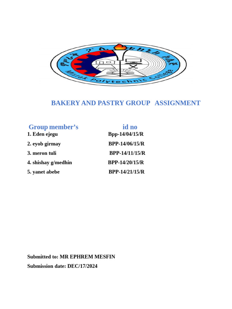 Bakery and Pastry Sis Assignment | PDF | Disciplines | Leadership