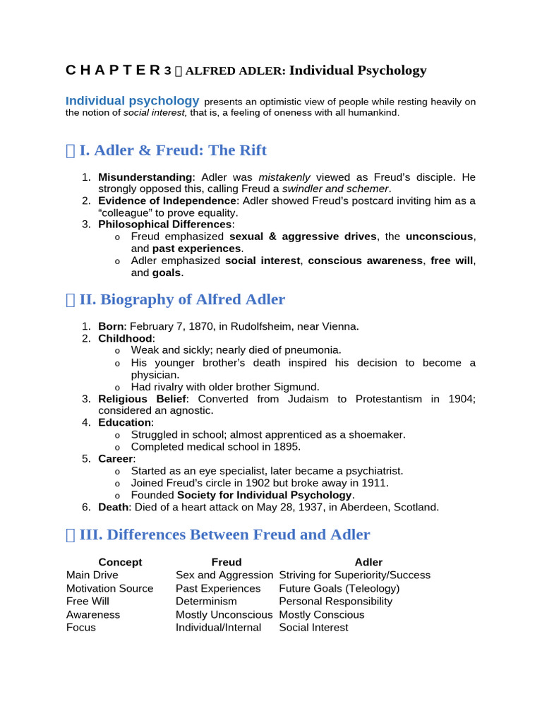 Alfred Adler's Individual Psychology Insights | PDF | Sigmund Freud ...